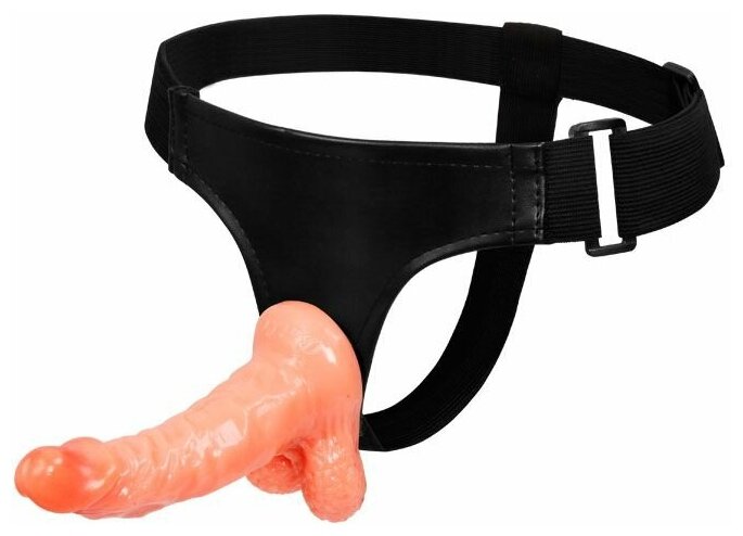 Реалистичный страпон на ремешках - 15,5 см,15,5 см,3 см, телесный с черным, поливинилхлорид (ПВХ, PVC), Женский, Страпоны, фаллопротезы