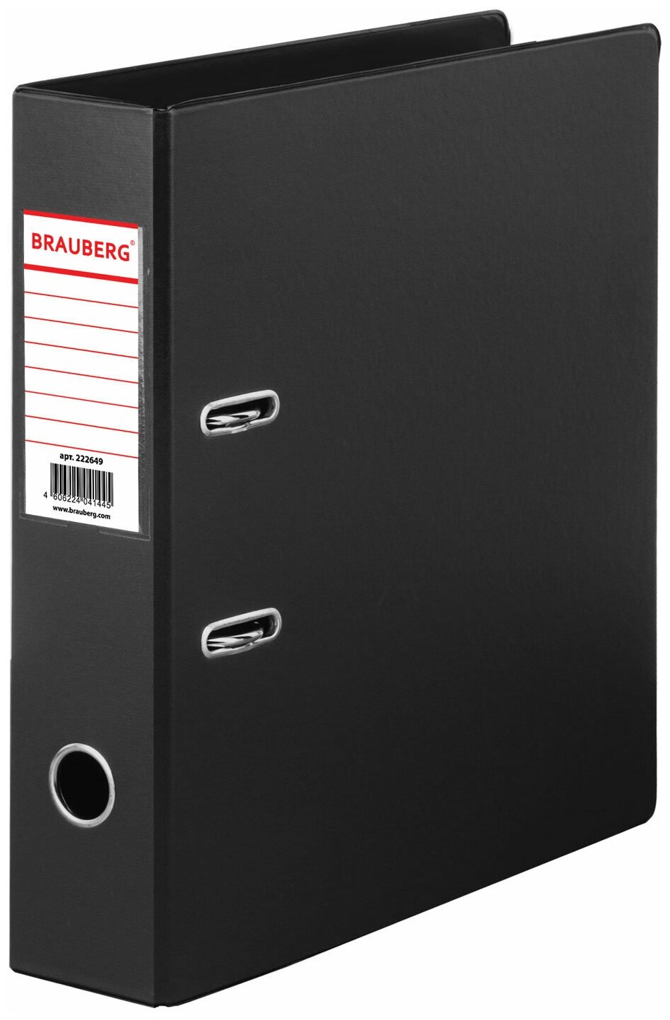 Папка-регистратор BRAUBERG с двухсторонним покрытием из ПВХ, 70 мм, черная, 222649