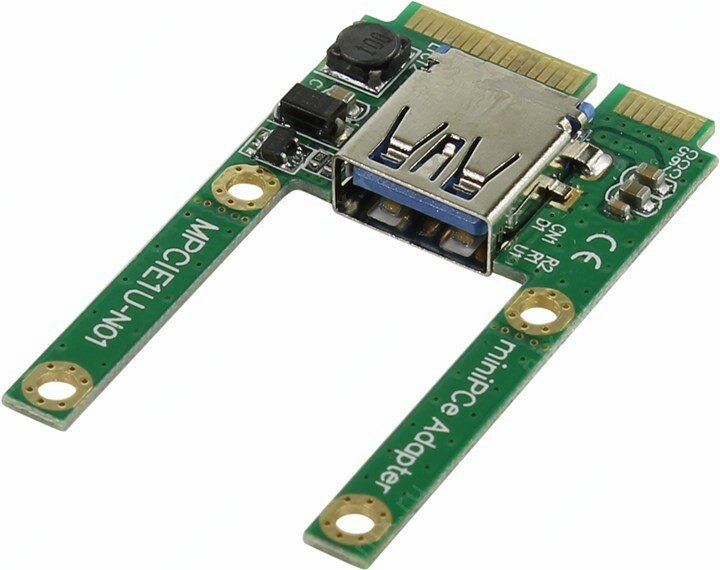 Контроллер ESPADA "MEUU", OEM, miniPCI-E, USB 3.1 Gen1, зеленый