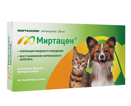 Таблетки Apicenna Миртацен для собак мелких пород и кошек, 23 г, 30шт. в уп, 1уп.