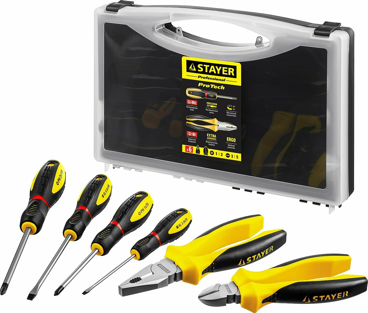 STAYER Hercules, 6 предм, набор губцевого инструмента (2202-H6)