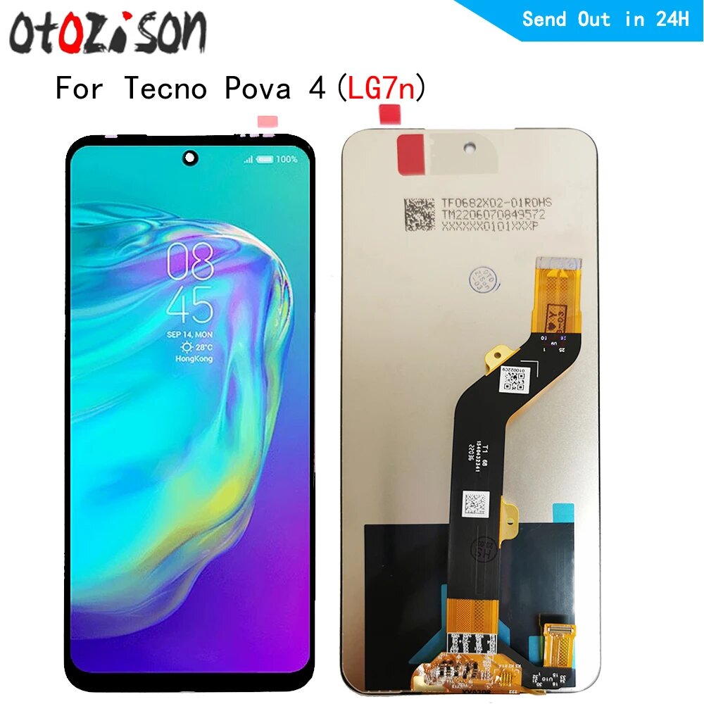 ЖК-дисплей IPS 6,82 дюйма для Tecno Pova 4 LG7n, сенсорный экран с дигитайзером и рамкой в сборе, детали дисплея для Tecno Pova4 LCD No Frame