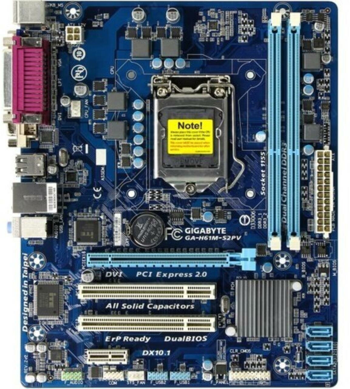 Материнская плата GIGABYTE H61M-S2PV, поддержка процессоров Intel, microATX, без коробки