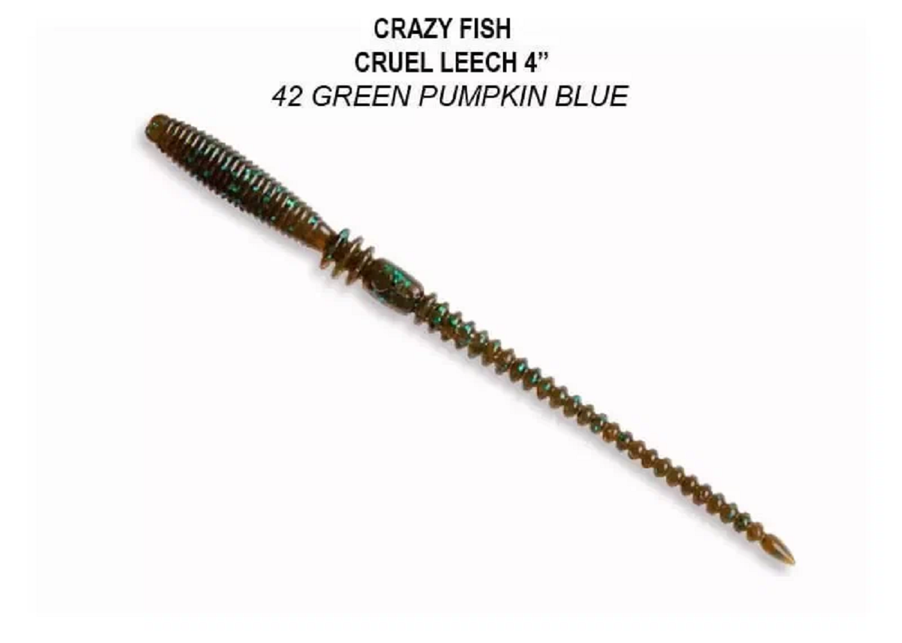Силиконовая приманка мягкая съедобная Crazy Fish Cruel Leech 4' 10.00 см 41-100-42-6 7 шт.