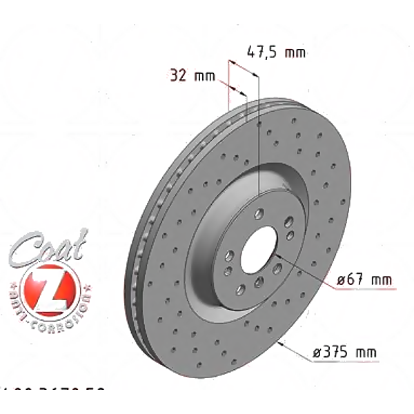 ZIMMERMANN 400.3670.52 (1644210612 / 1644211512) диск тормозной sport перед. 375x32 / 54-5x112 \ mb x164 4.2 / 4.5