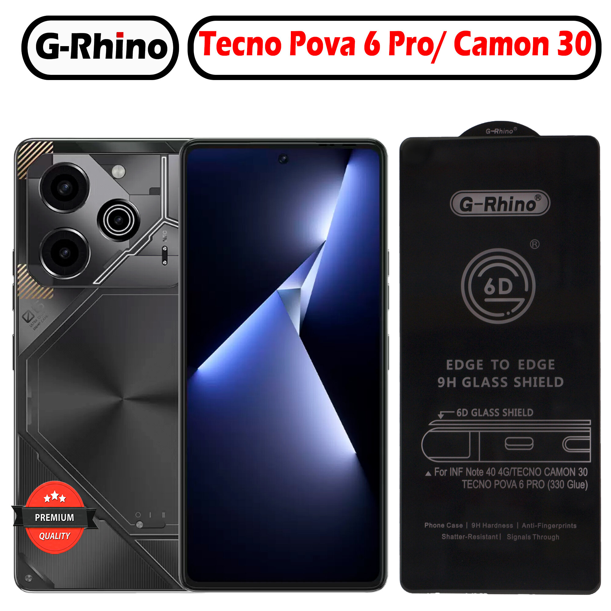 Защитное стекло G-Rhino для Tecno Pova 6 Pro / Tecno Camon 30