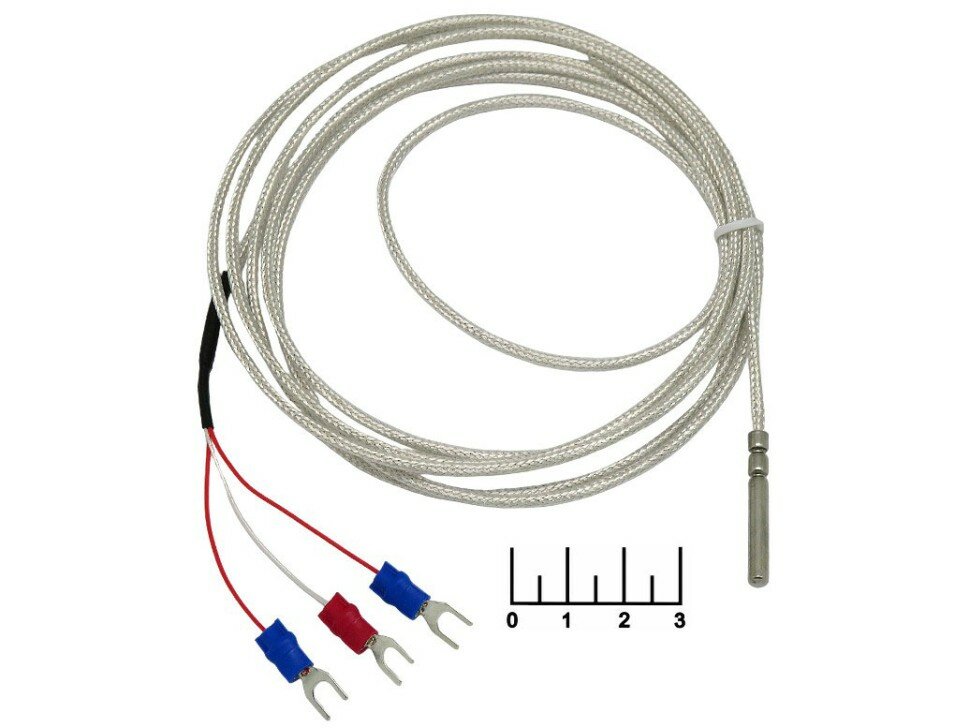 Датчик температуры PT1000 1 кОм 2м 4*30мм(-50.+350C) (WZP-035A, 3 провода) +