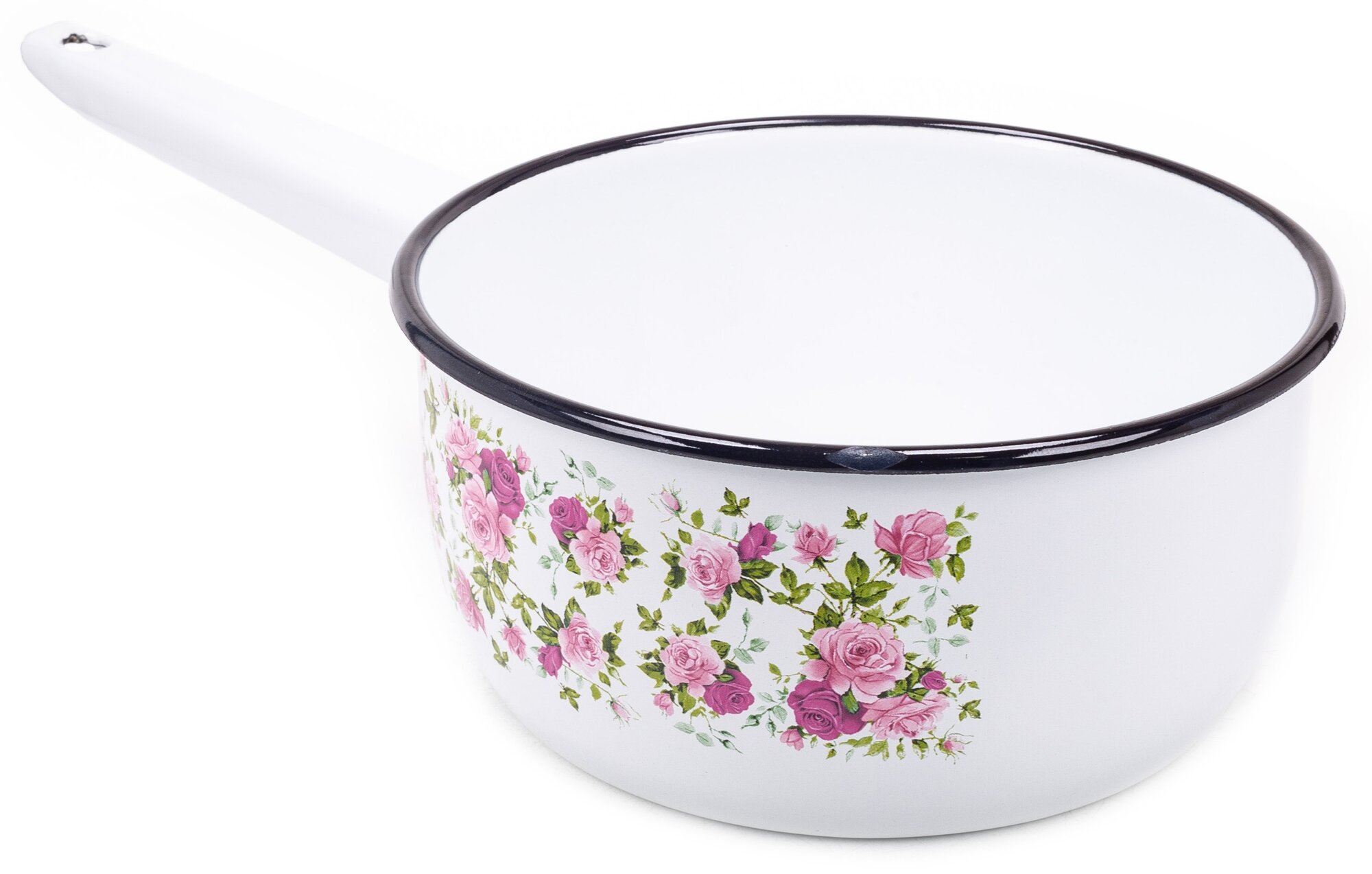 Ковш кухонный Лысьвенские эмали из эмалированной стали, цвет китайская роза, объем 1.5л / посуда для кухни