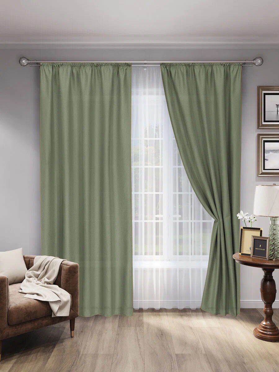 Плотные шторы рогожка димаут 200х260, кОмплект 2 штуки