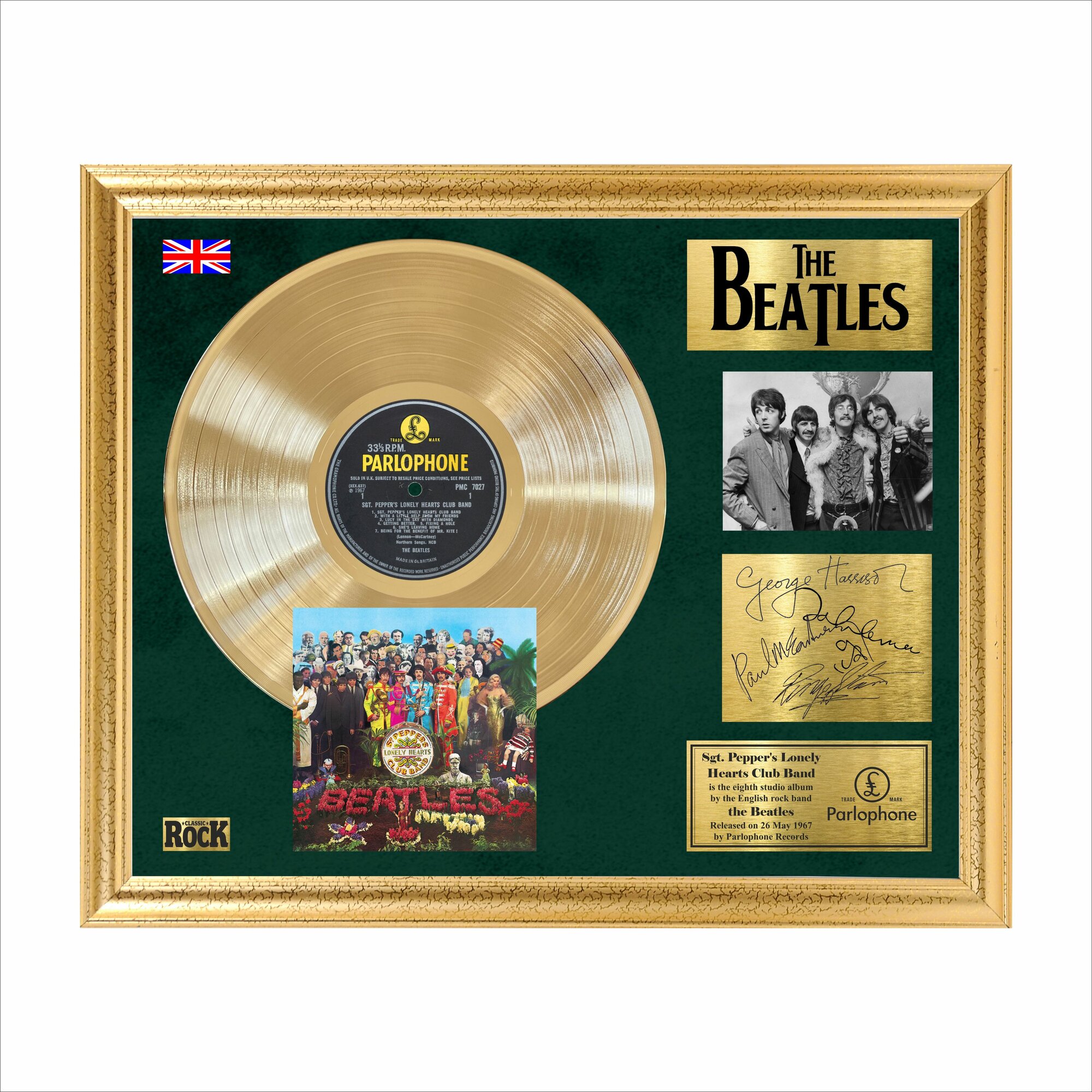 Золотая виниловая пластинка The Beatles Sgt. Pepper's Lonely Hearts Club Band
