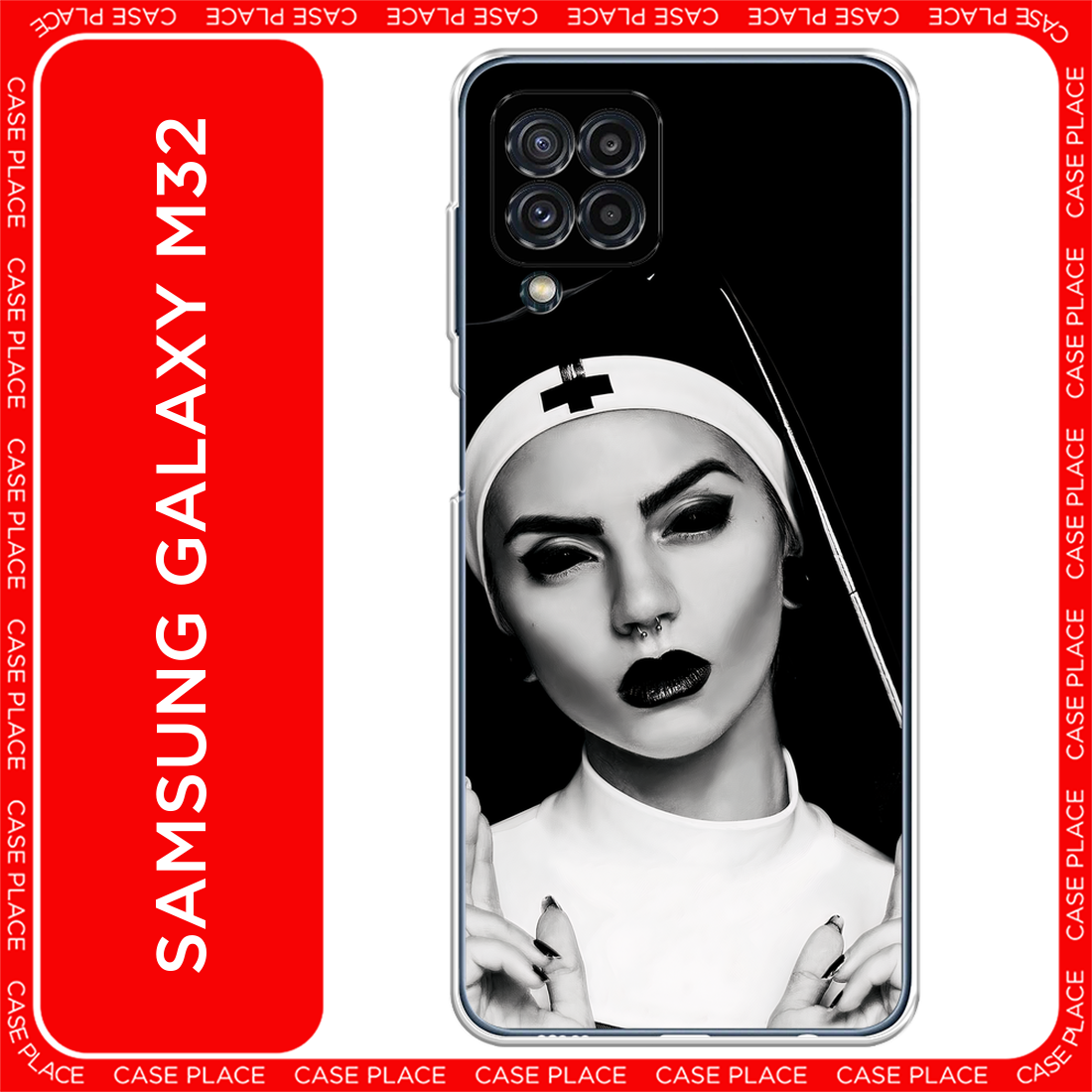 Чехол на Samsung Galaxy M32 / Самсунг Галакси M32 с принтом Черная монашка