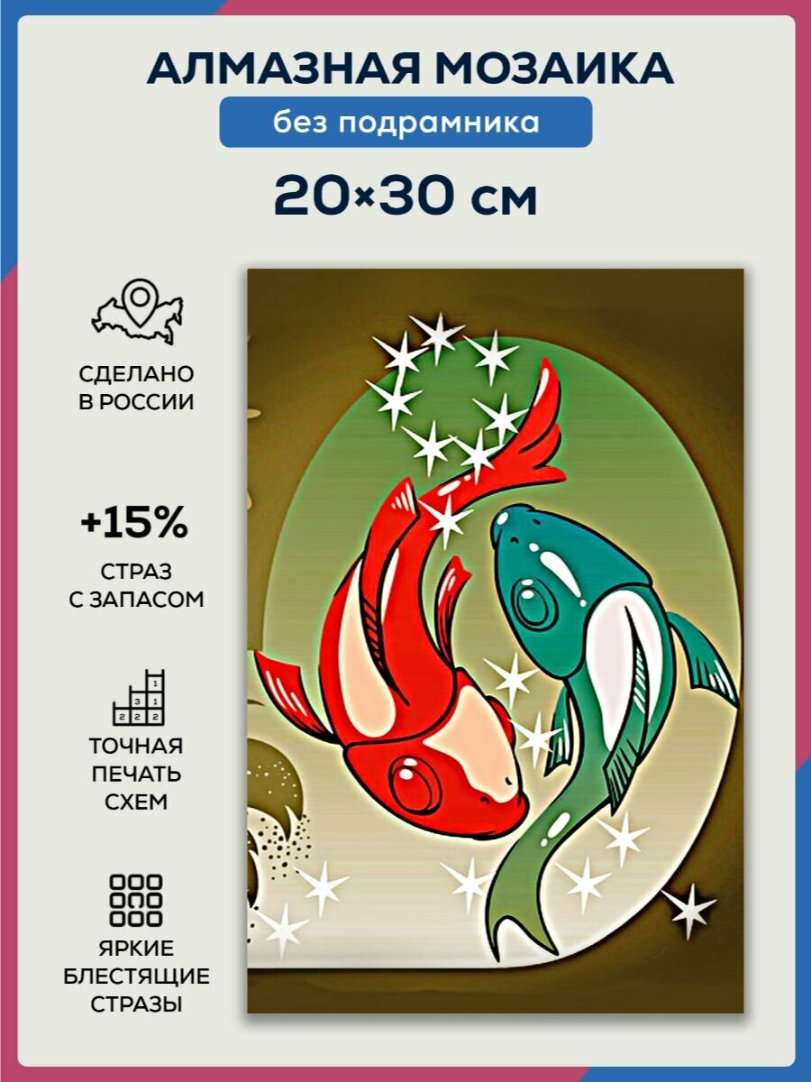 Алмазная мозаика 20x30 Рыбы без подрамника