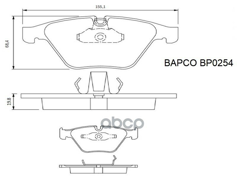 Колодки тормозные дисковые передние BAPCO арт. BP0254