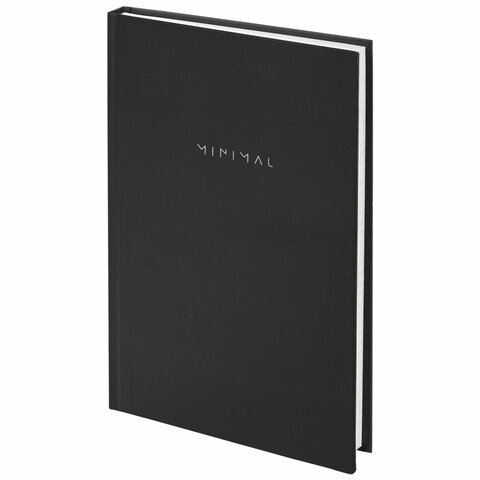 Блокнот А5 134х206 мм, 80 л, твёрдый, клетка, BRAUBERG "Minimal", черный, 116436