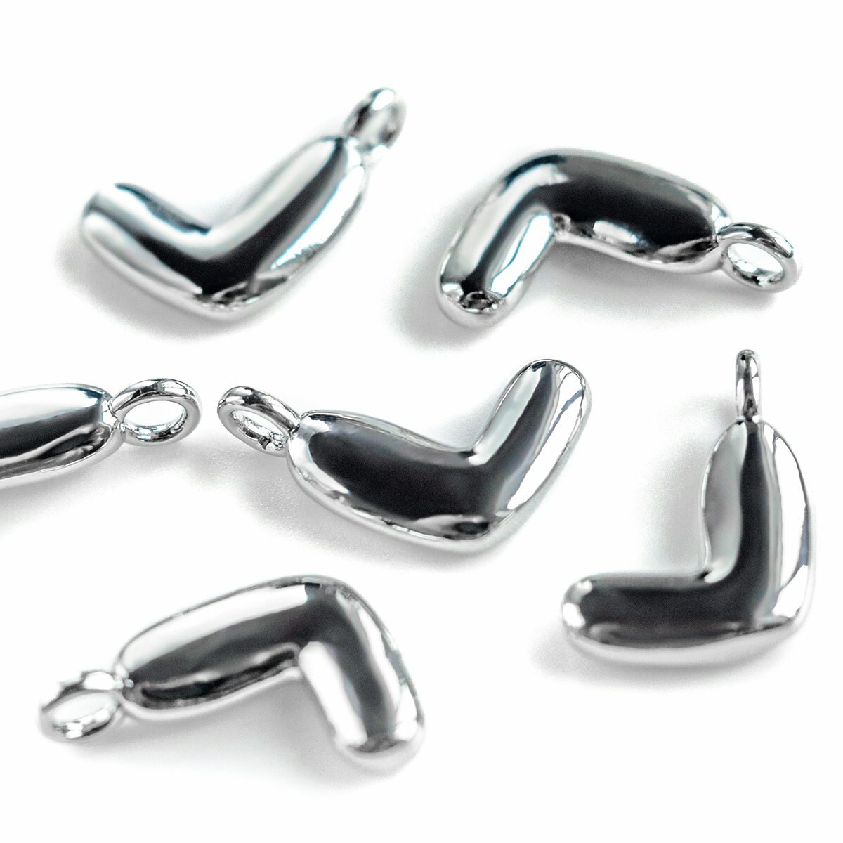 Подвеска металл Буква L (2 шт.) для браслета / сережек, цвет платина, 16.5-18.5x5.5-18x2.5x4.5 мм