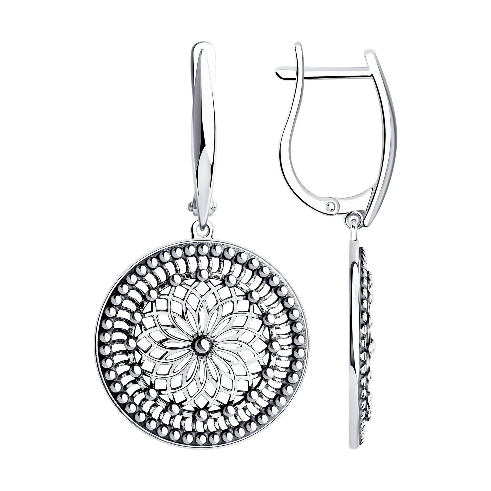 Серьги Diamant online, серебро, 925 проба, чернение