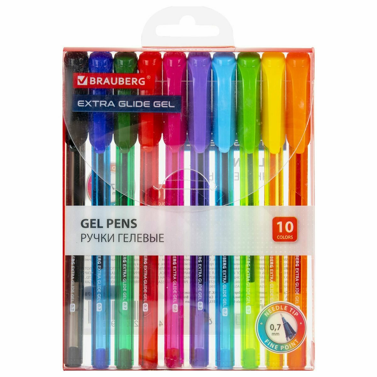 Набор гелевых ручек Brauberg Extra Glide Gel (0.5мм, 10 цветов, трехгранные) (144079)