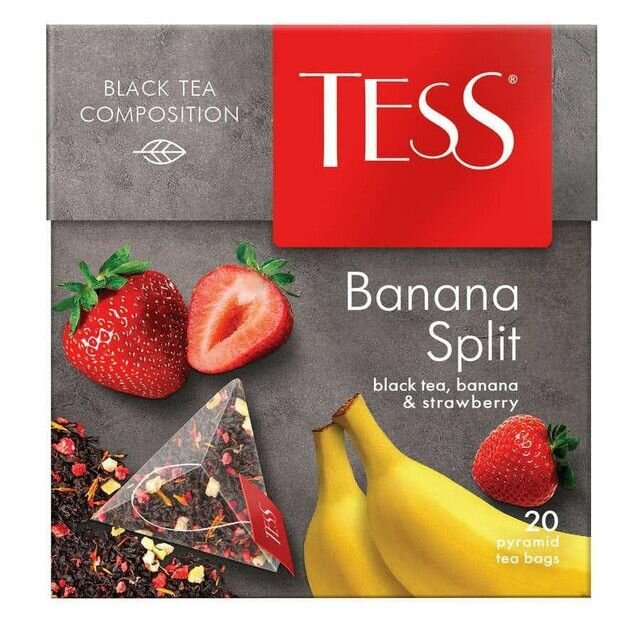 Tess Чай в пирамидках черный Банана Сплит, 20х1,8 г