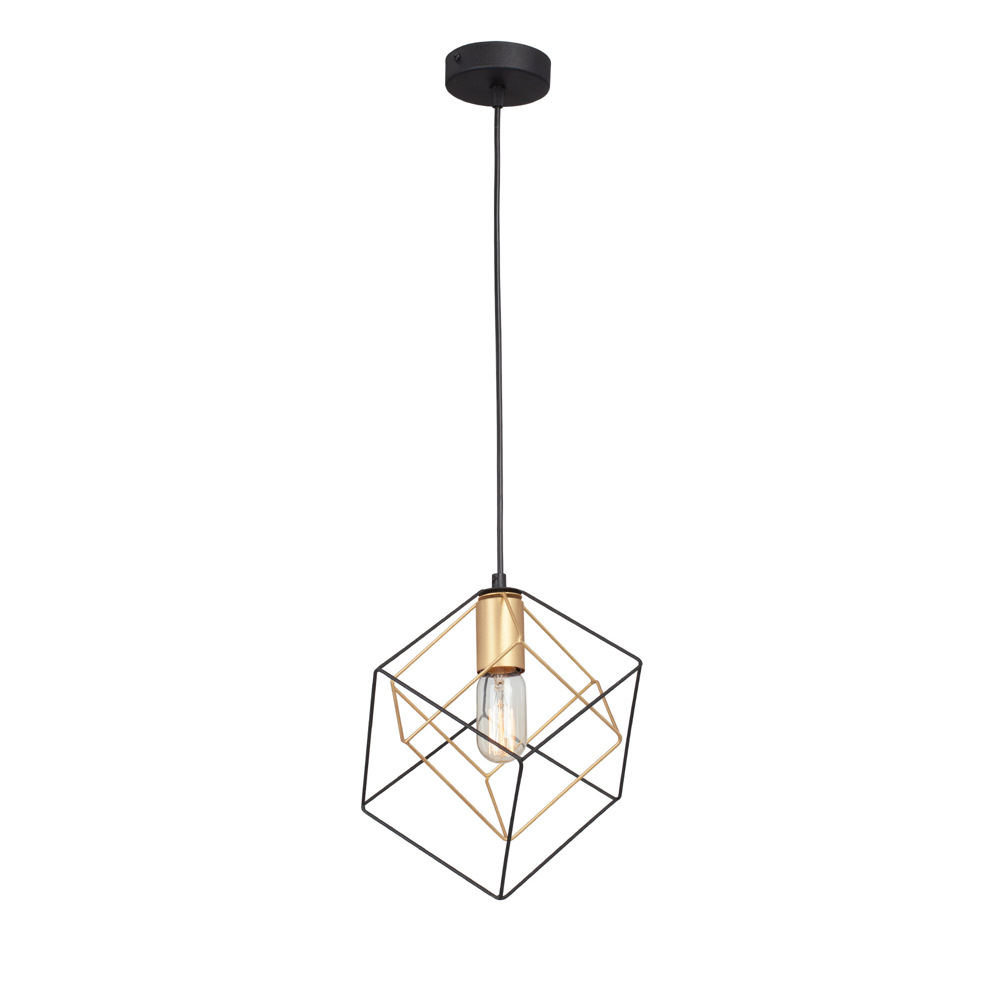 Подвес Vitaluce V4943-1/1S , 1 лампа 3м2, Е27, 40Вт, цвет чёрный матовый с золотом.