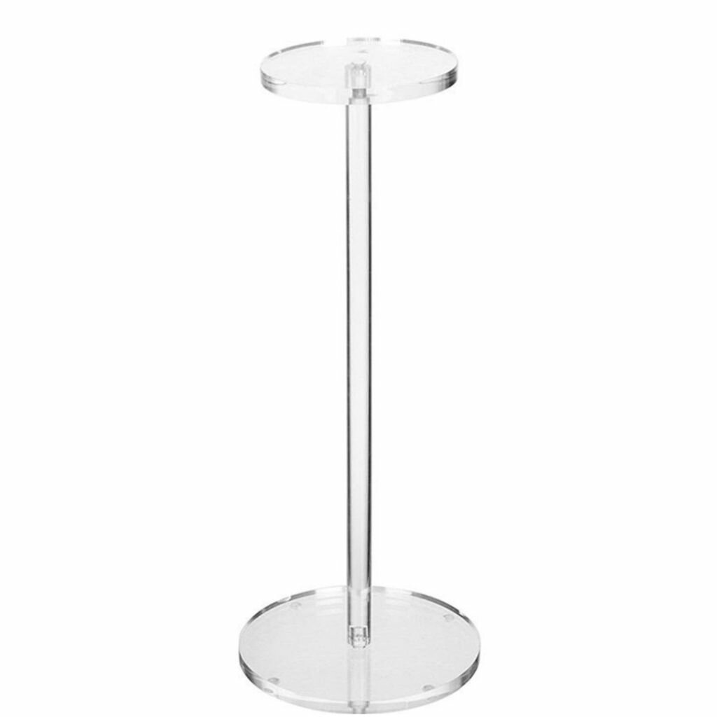 Прозрачная акриловая подставка для показа шляп-круглое дно (высота 35 см)**