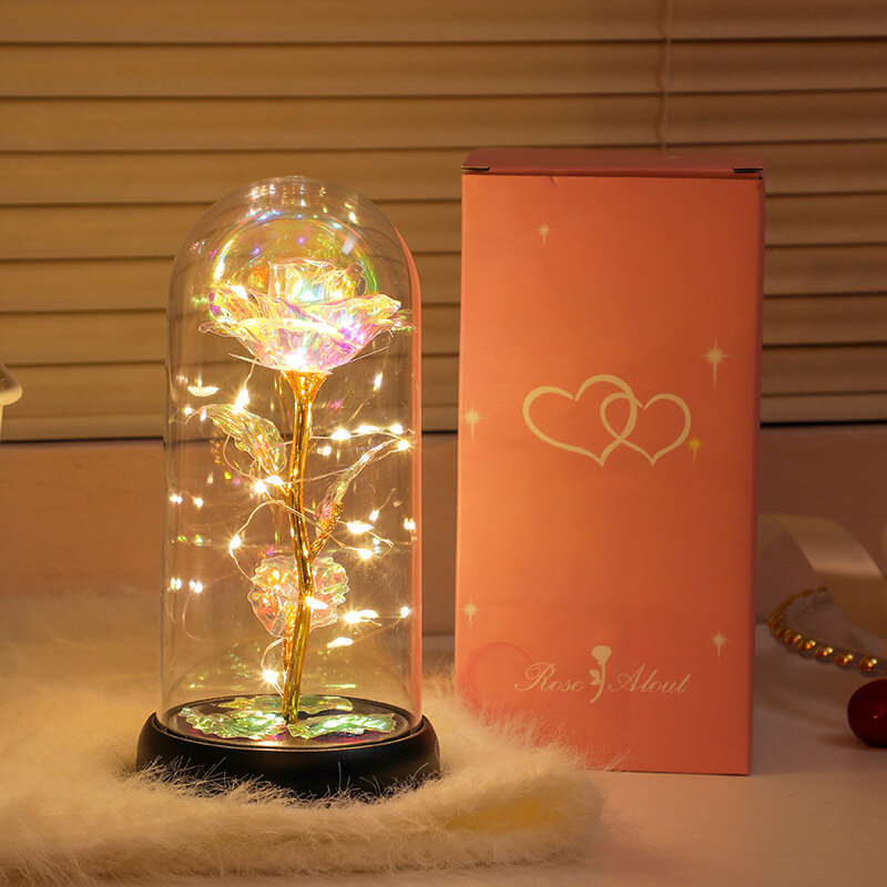 Вечная роза в колбе с подсветкой вечная, цветок, ночник, подарок на годовщину свадьбы, девушке, любимой жене, мама
