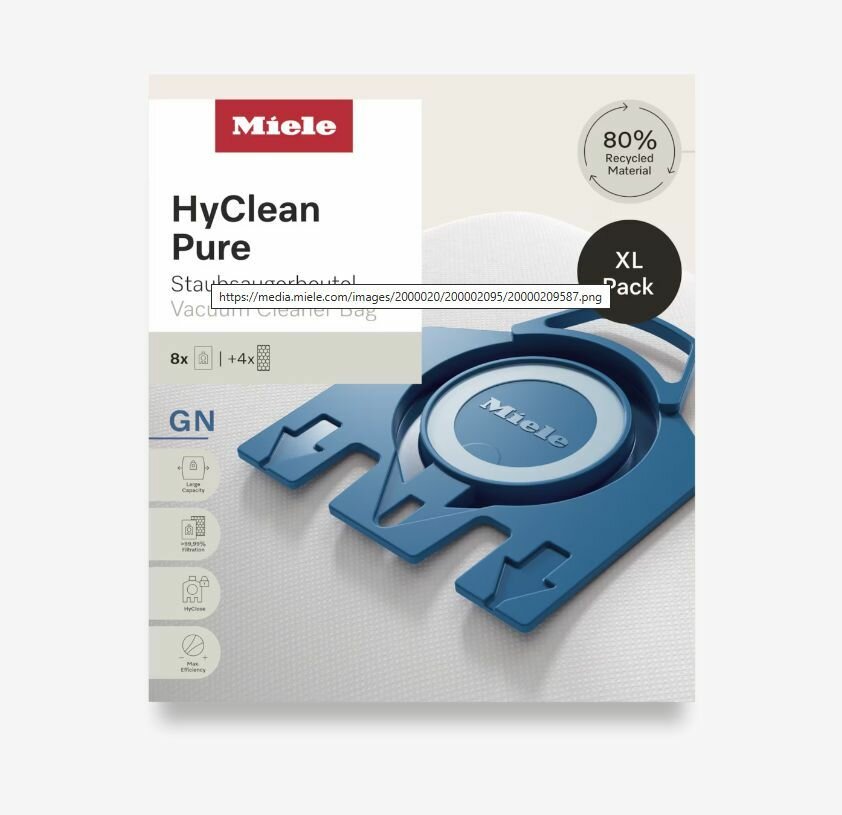 Мешки-пылесборники для пылесоса Miele GN HyClean Pure XL PACK. 8 шт.