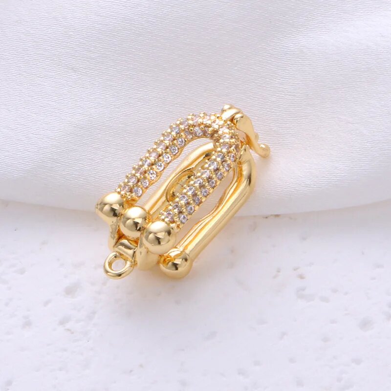 Медный цирконий подкова соединительная застежка LIJIEMEI TN-KAKOU-gold