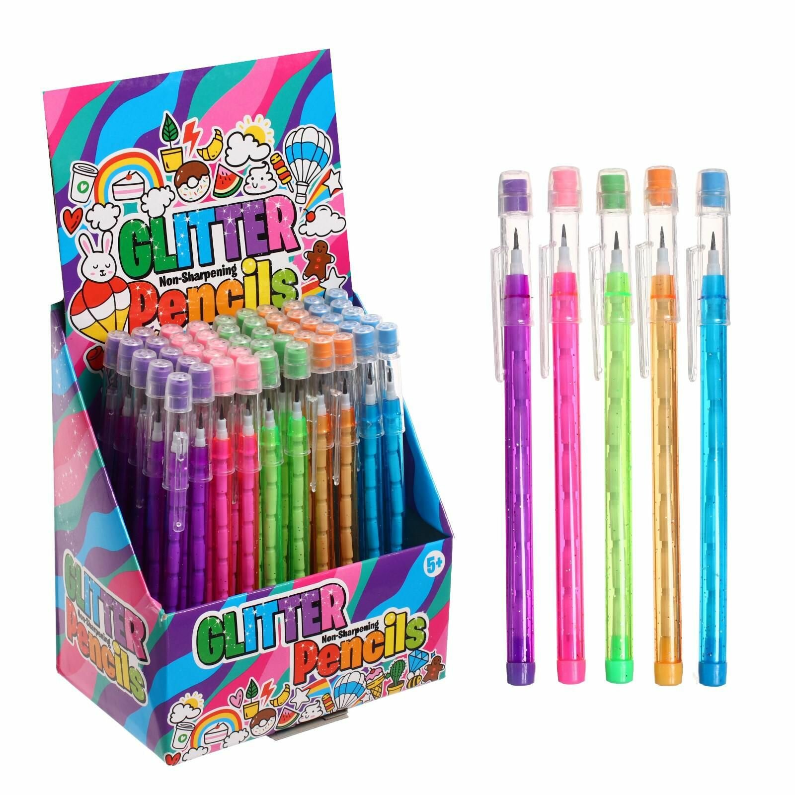 Карандаш секционный 50 шт в упаковке, чернографитный, с ластиком, Флюор