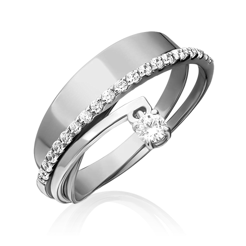 Кольцо, белое золото, 585 проба, фианит