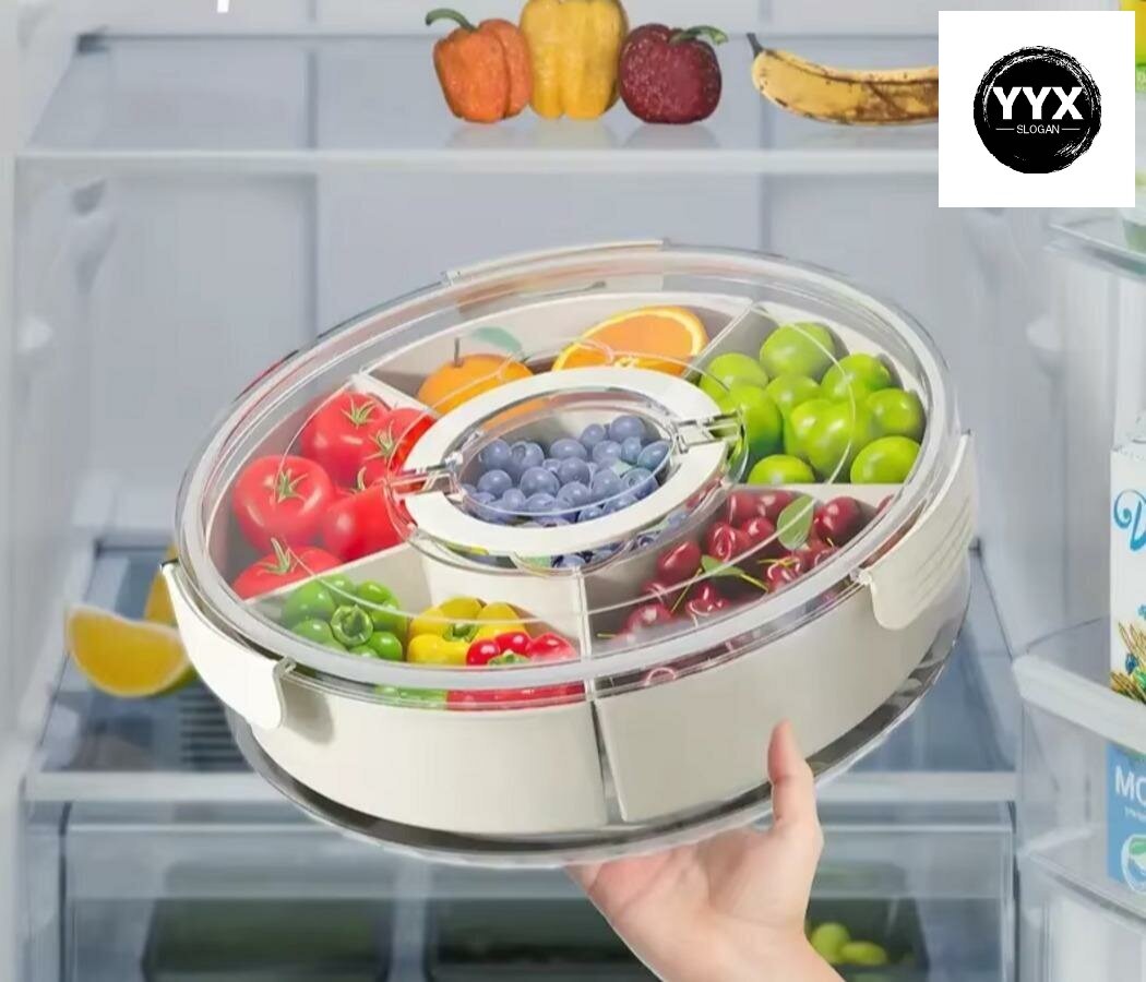 Менажница круглая для сервировки с крышкой 26 см белая 6 отделов