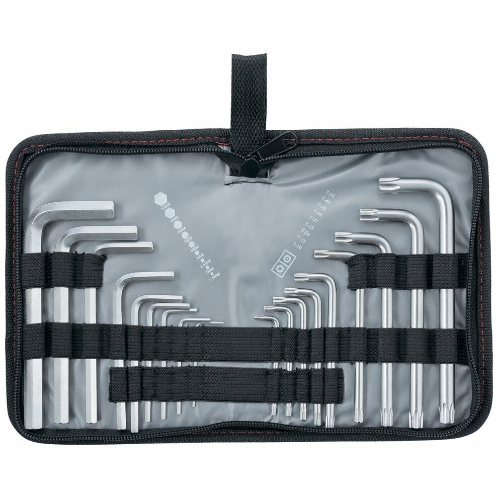 Набор ключей имбусовых HEX-Torx , 18 шт: HEX 1.5-10 мм, T10-T50, CrV, коротких, с сатиновым покрытием Matrix, 12314