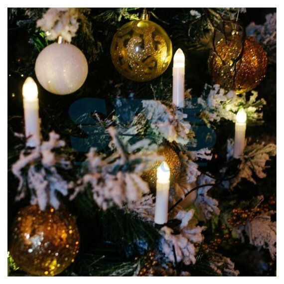 Светодиодная гирлянда Neon-night "Свечи" 4 м, 20 насадок тепло-белого свечения, темно-зеленый ПВХ