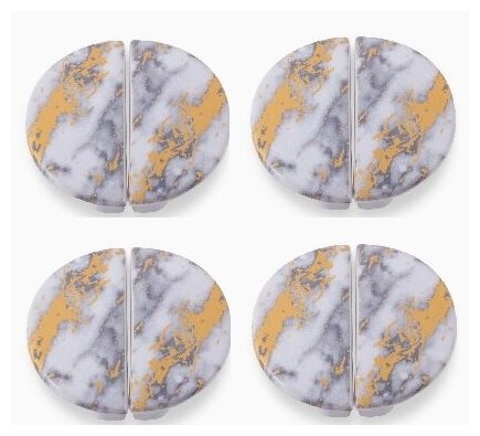 Ручки мебельные фарфоровые, ручной работы. Сдвоенная белый мрамор, золото. покрытые глазурью. 4 двойные шт. + 16 шт. винтов.