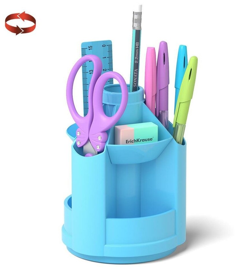 ErichKrause Набор настольный на вращающейся подставке "Mini Desk. Pastel", голубой