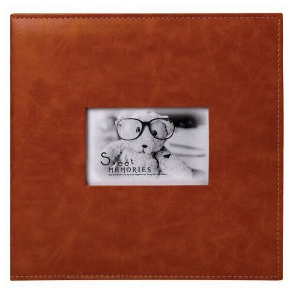 Фотоальбом Brauberg "Premium Brown" 20 магнитных листов 30х32 см, под кожу, коричневый