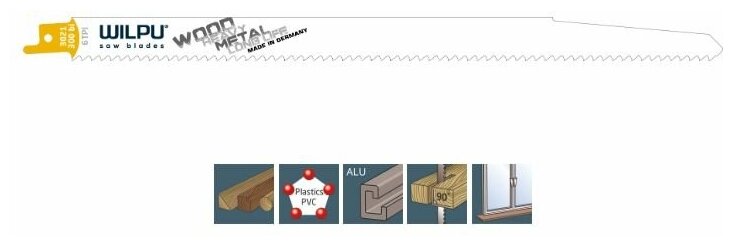 Полотно для сабельных пил WILPU 3021/300 bi (1/2") Арт.1228000005 по дереву и пластику быстрый прямой рез 5 шт/уп