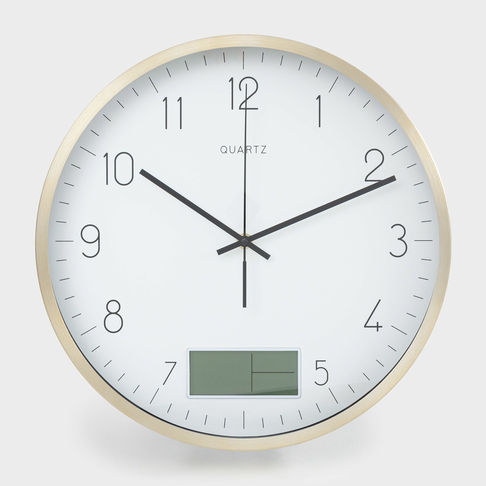 Часы настенные, 35 см, с дисплеем, металл/стекло, круглые, золотисто-белые, Dial, Kuchenland