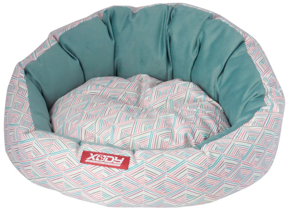 Лежак для собак и кошек Xody Подиум Гарден зеленый 53 х 53 х 21\12 см