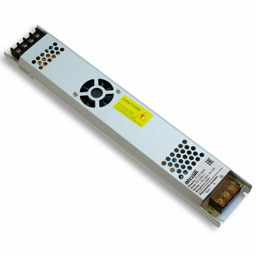 ATCOM блок питания AC220B -> DC12В, 25А (300Вт), винтовые клемники, вентиляторное охлаждение