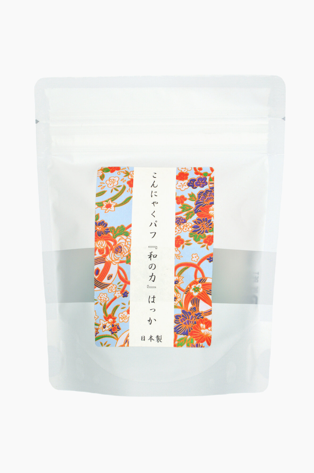 Спонж для умывания из волокон Конняку натуральный YAMAMOTO голубой круглый в подарочной упаковке, 1