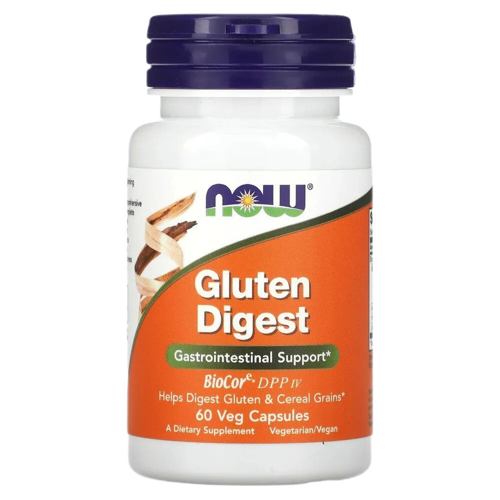 Комплекс ферментов для переваривания глютена NOW Foods Gluten Digest, 60 капсул, для пищеварения, обмена веществ