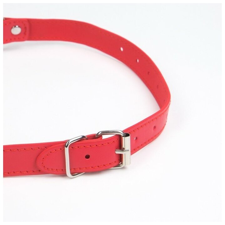 Красный кляп-шарик на регулируемом ремешке с кольцами, красный, Унисекс, поливинилхлорид (ПВХ, PVC),