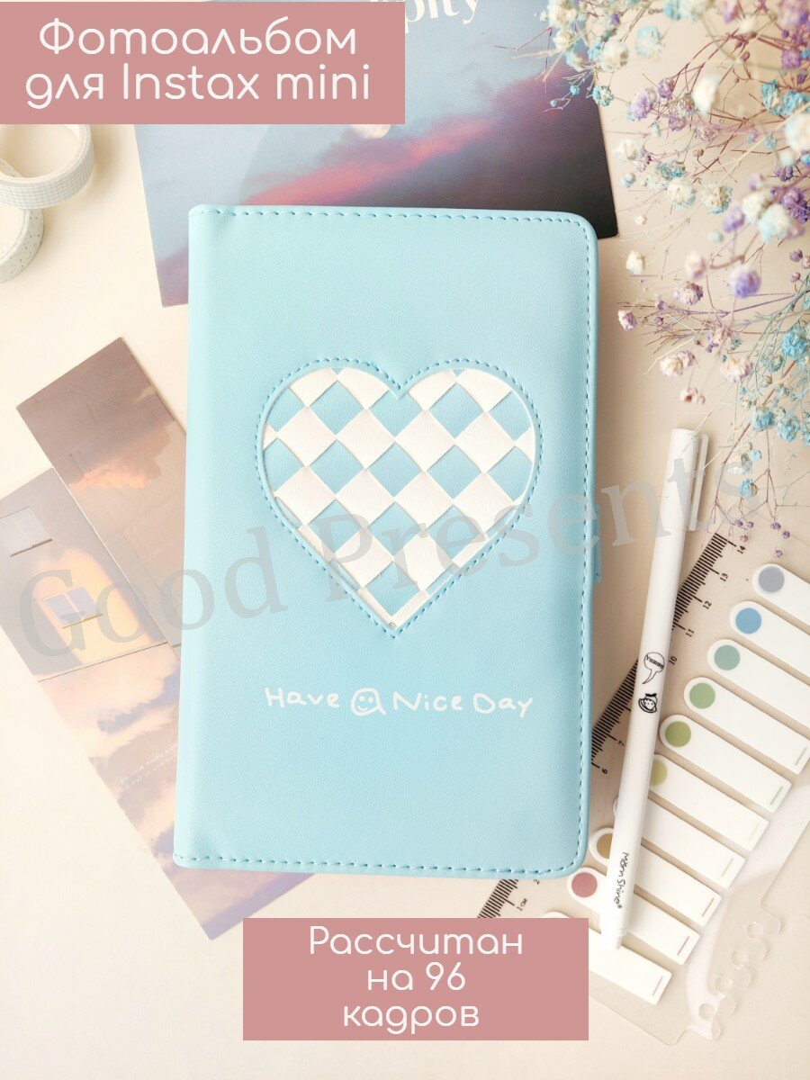 Альбом для фотокарточек Instax mini, сердце синее
