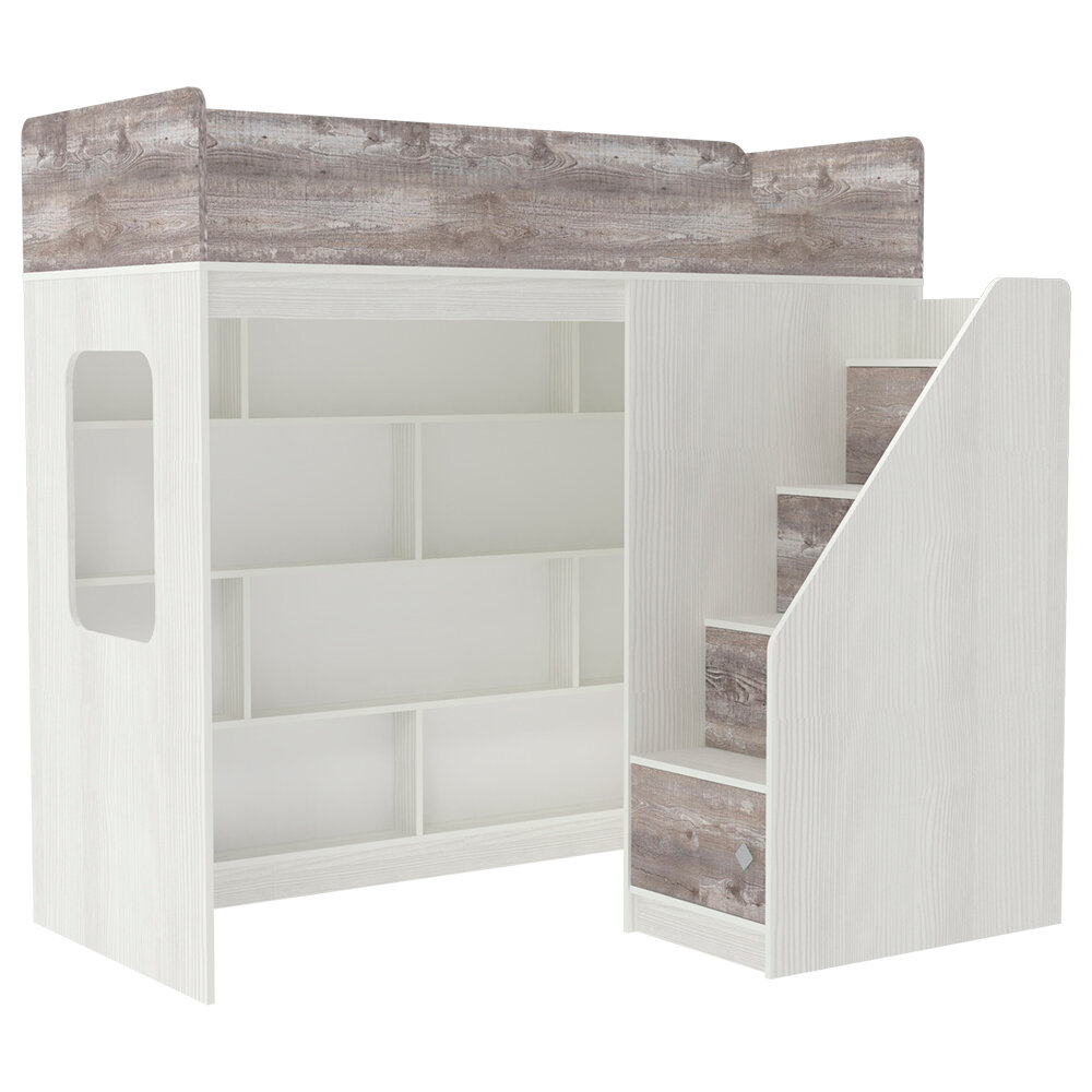 Кровать чердак Л-С603.3 75x175 Белое Дерево Бетон