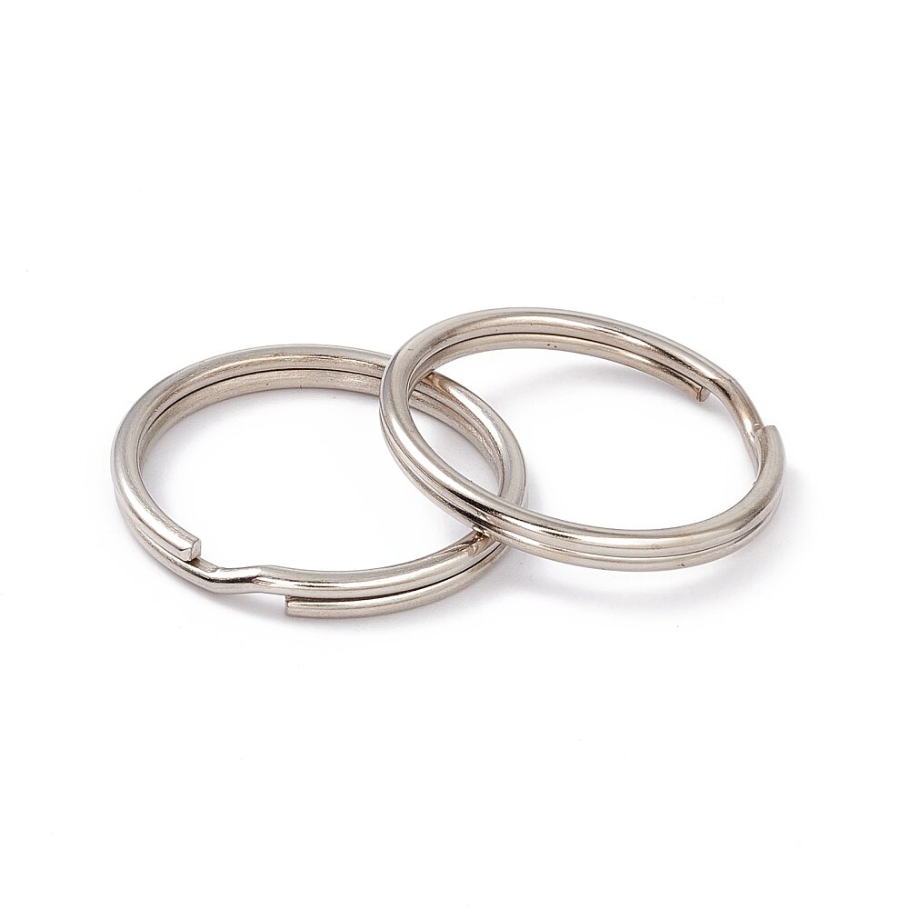 Основа под брелок, 24мм, кольцо двойное, базовый материал - железо, стального цвета, 40 грамм