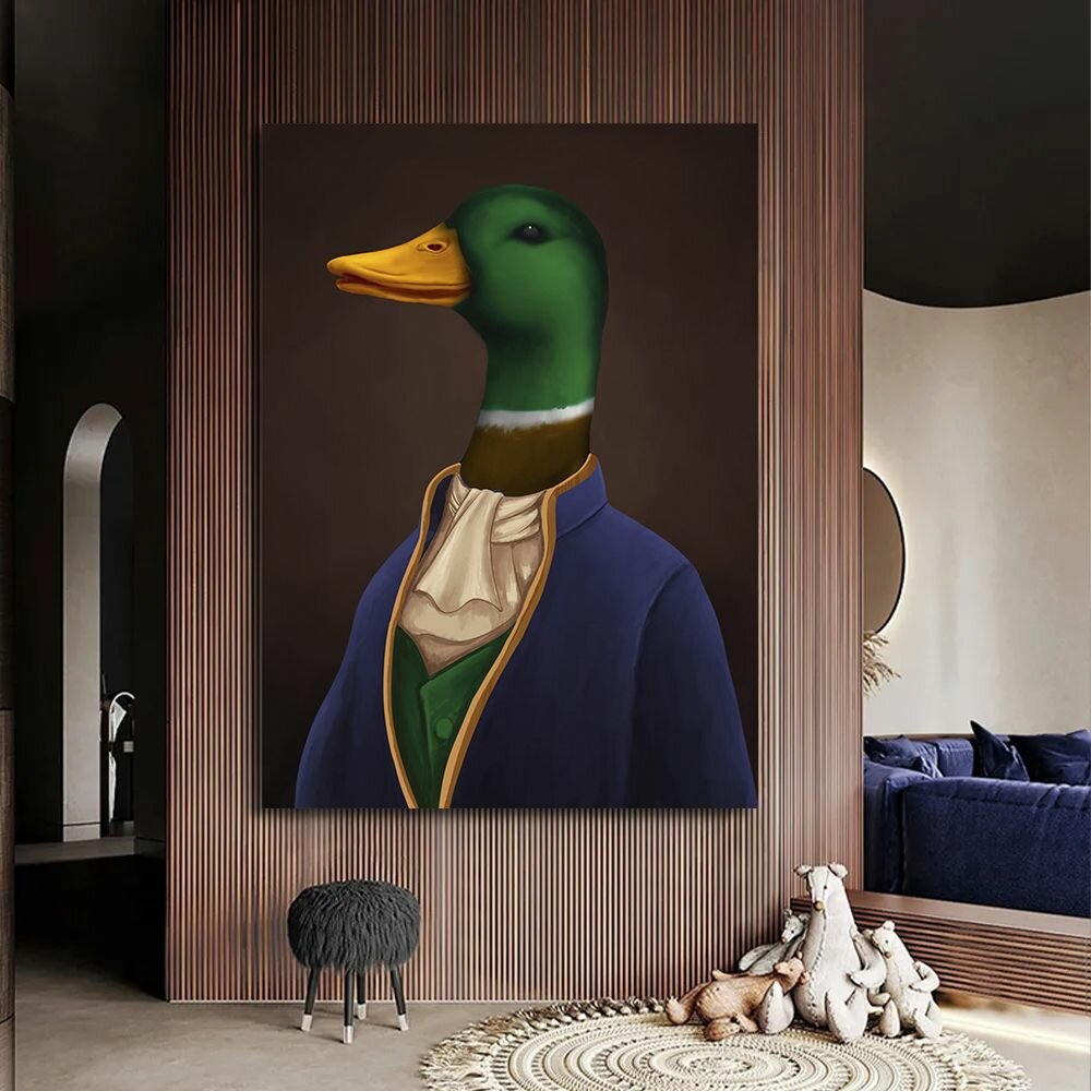 Картина "Гуси", холст, 40х30 см, на подрамнике, крепление "крокодил", дерево, поп-арт