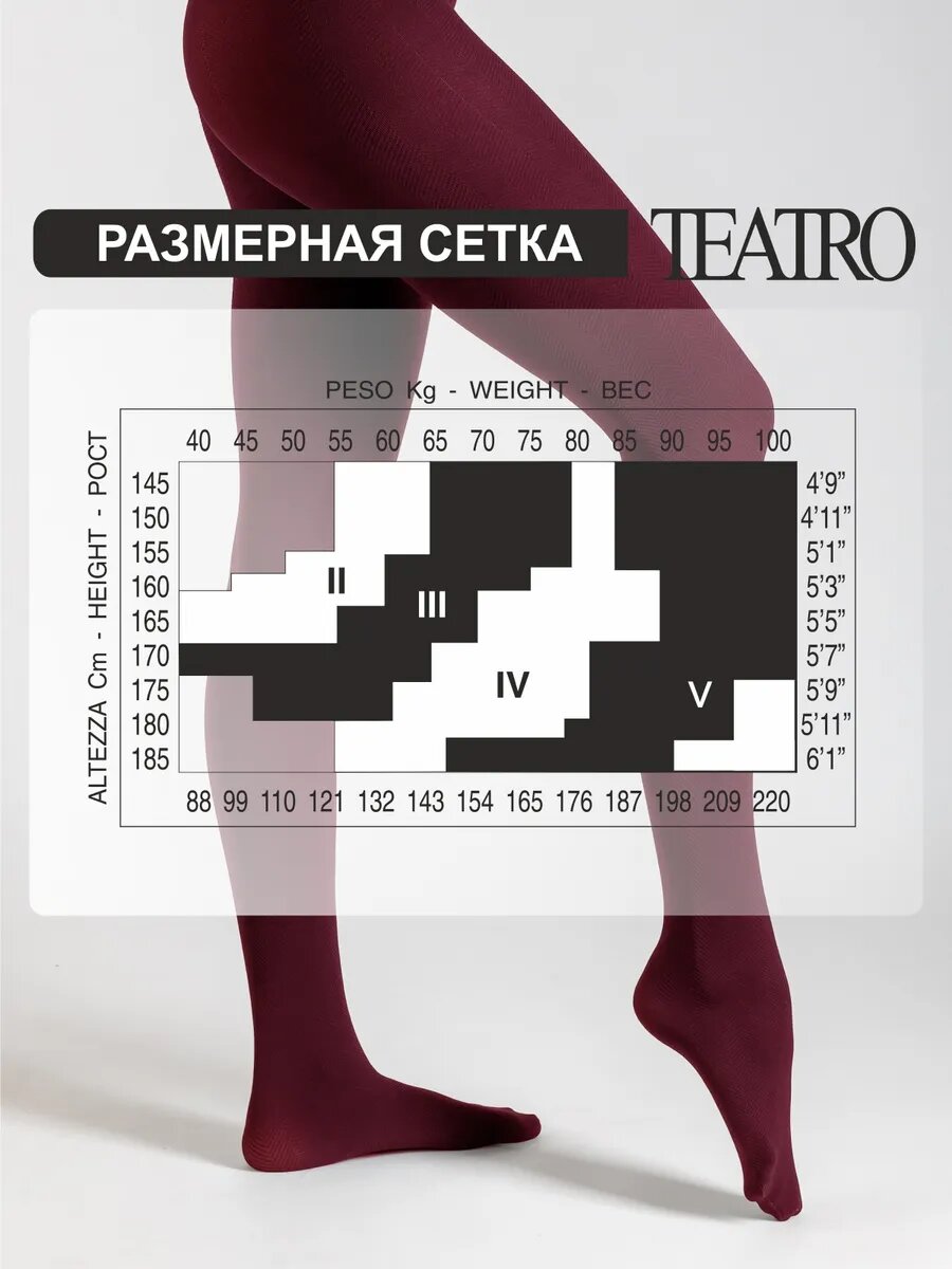Колготки TEATRO, размер 2, бордовый, красный — фото 1