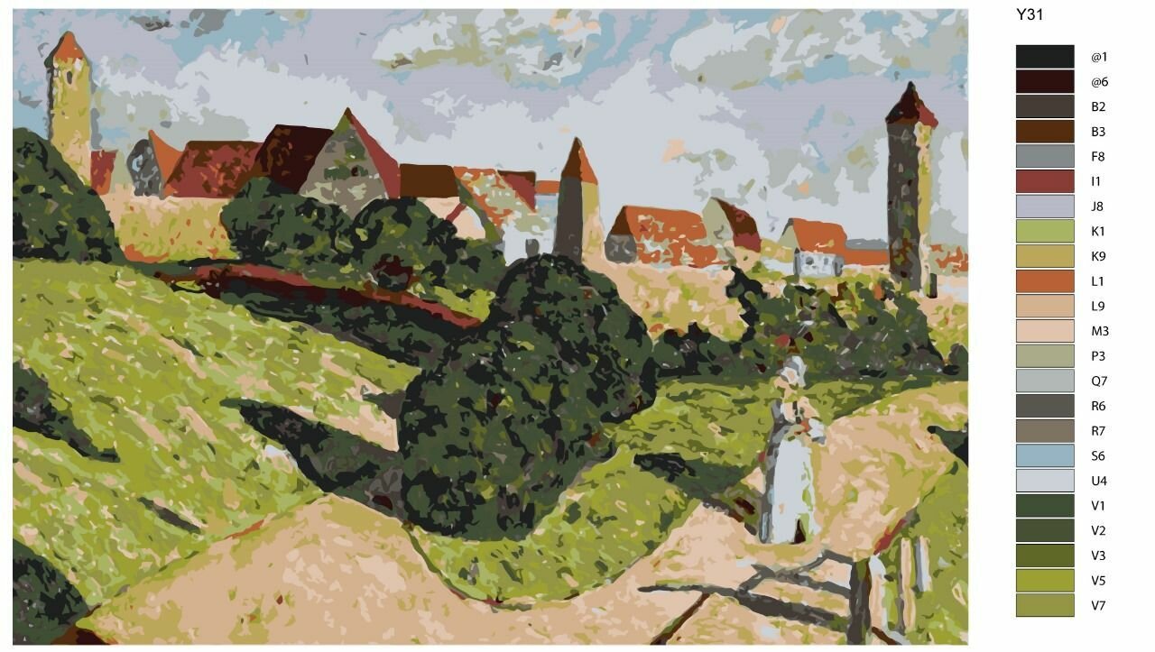 Картина по номерам Y-31 "Репродукция Василия Кандинского- Старый город " 40x60