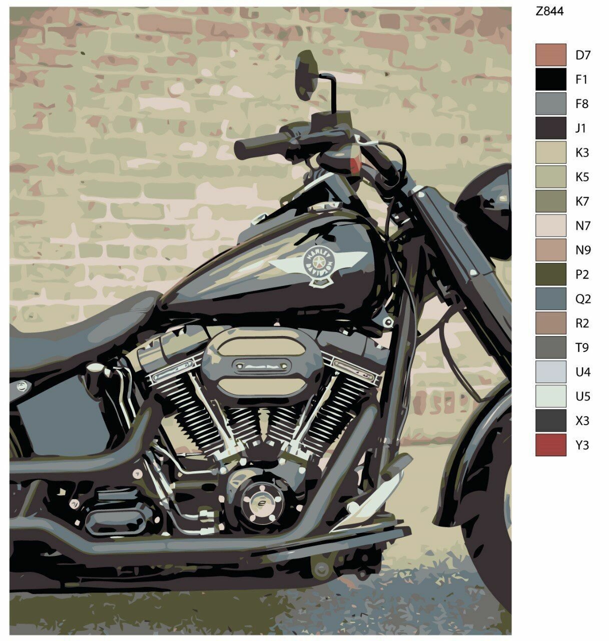 Картина по номерам Z844 "Мотоцикл Harley Davidson" 60x80