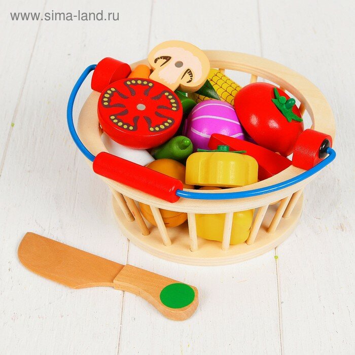 Игровой набор Овощи в корзине, 14 овощей: 5.5×5 см